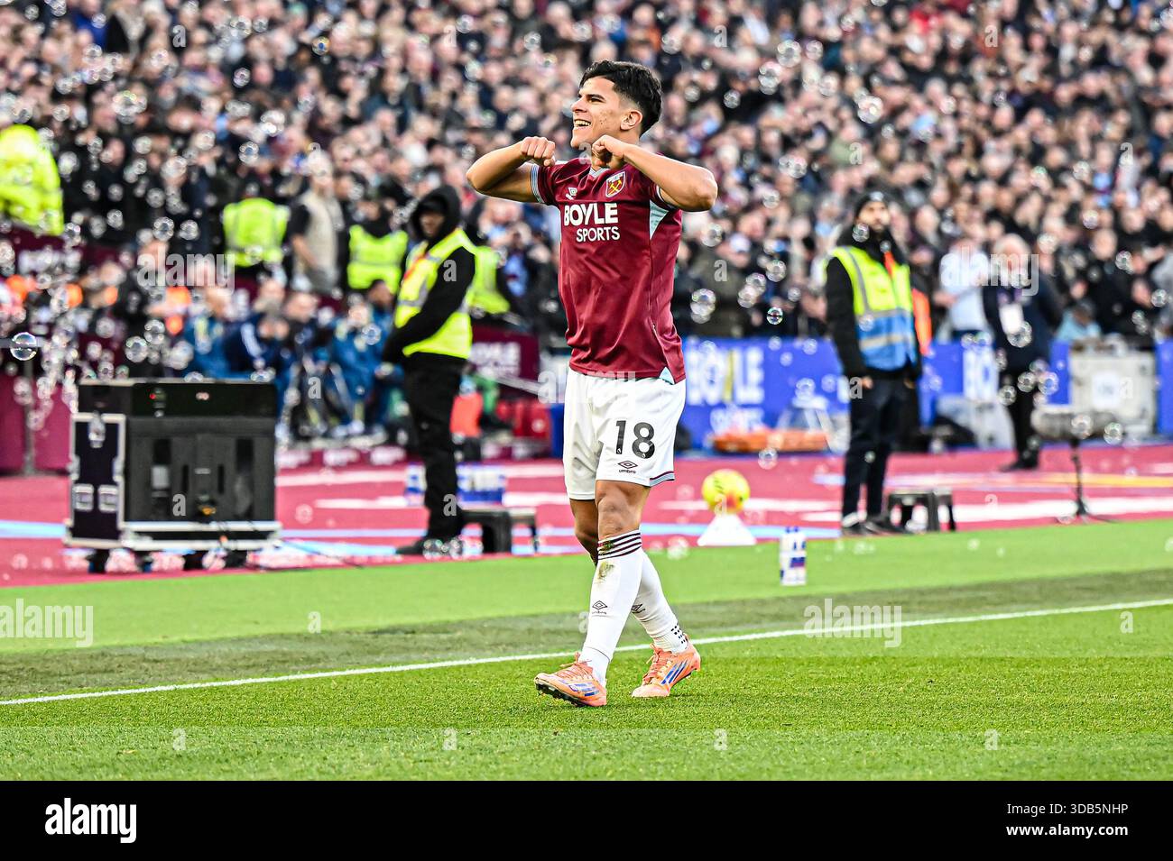 Mateus Fernandes of West Ham celebrates after scoring teams first goal ...