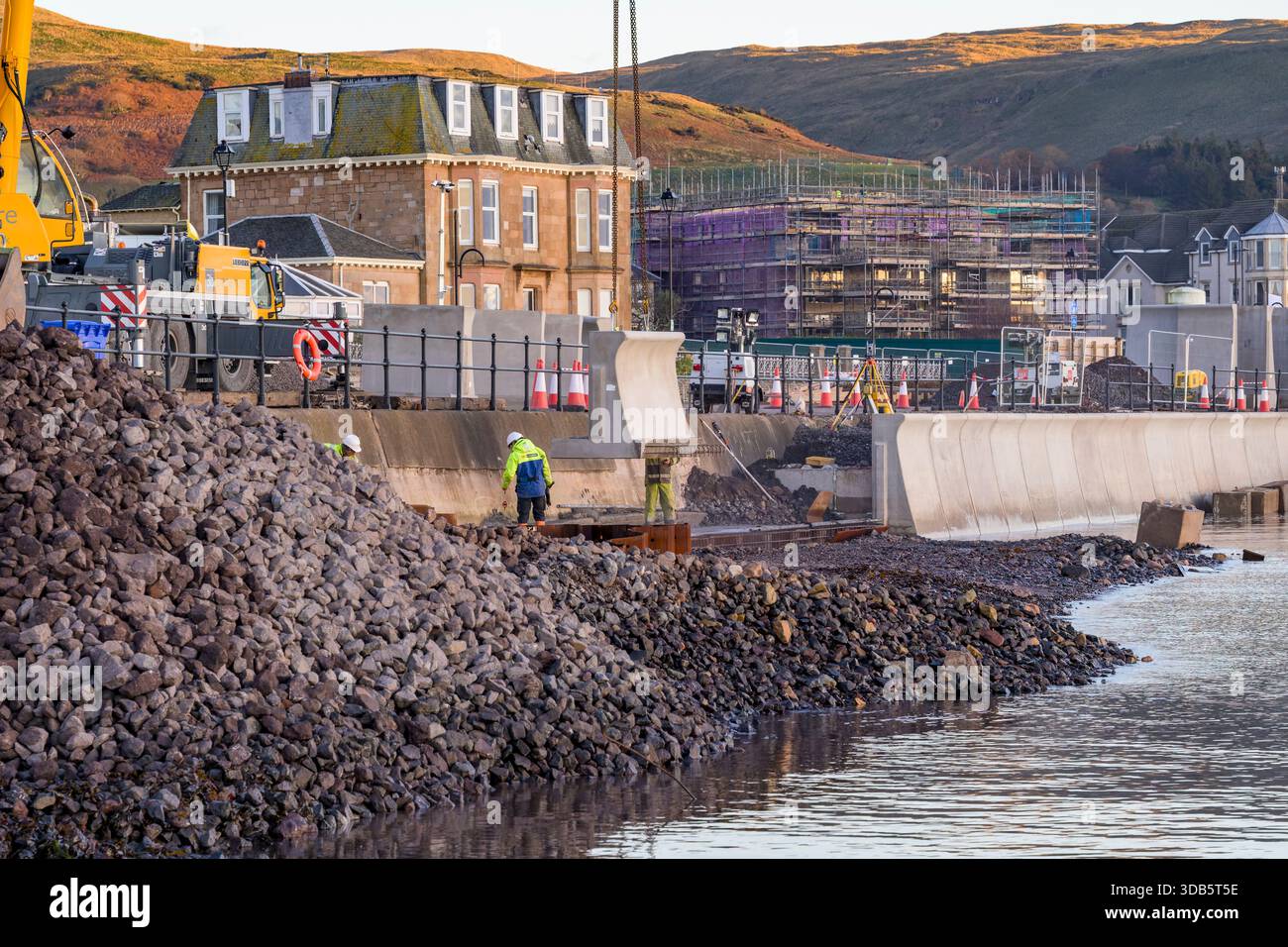 Firth of Clyde seawall repair using precast concrete sections on Largs ...