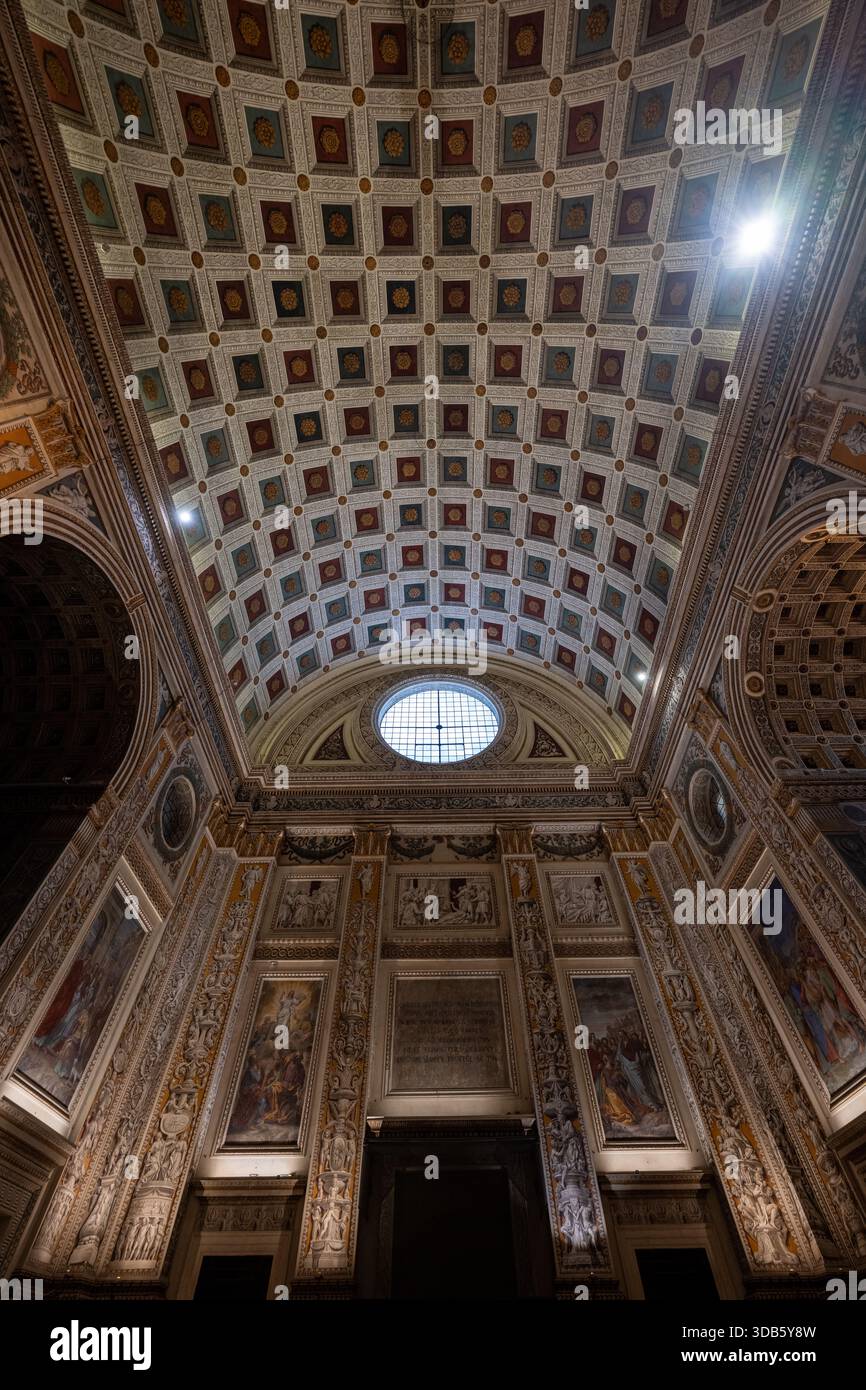 Mantua, Italy - Jul 25, 2025: Renaissance coffered barrel vault and ...