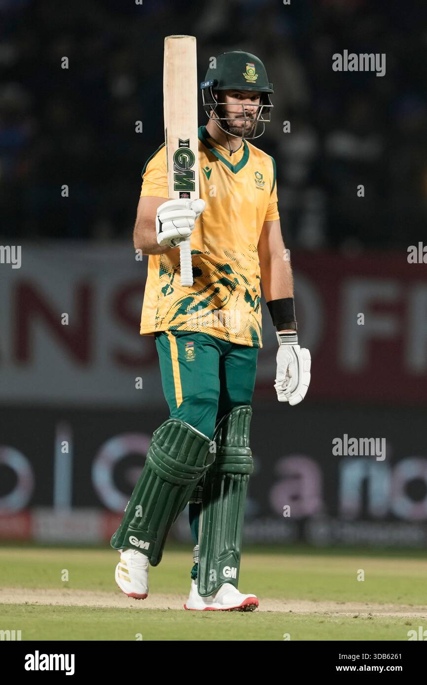 South Africa's captain Aiden Markram celebrates his fifty runs during ...
