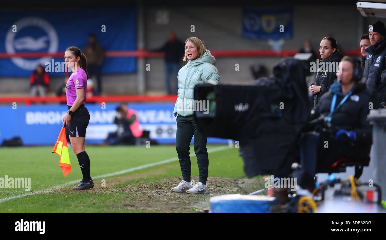 Crawley, UK 14th December, 2025 : Chelsea's manager Sonia Bompastor ...