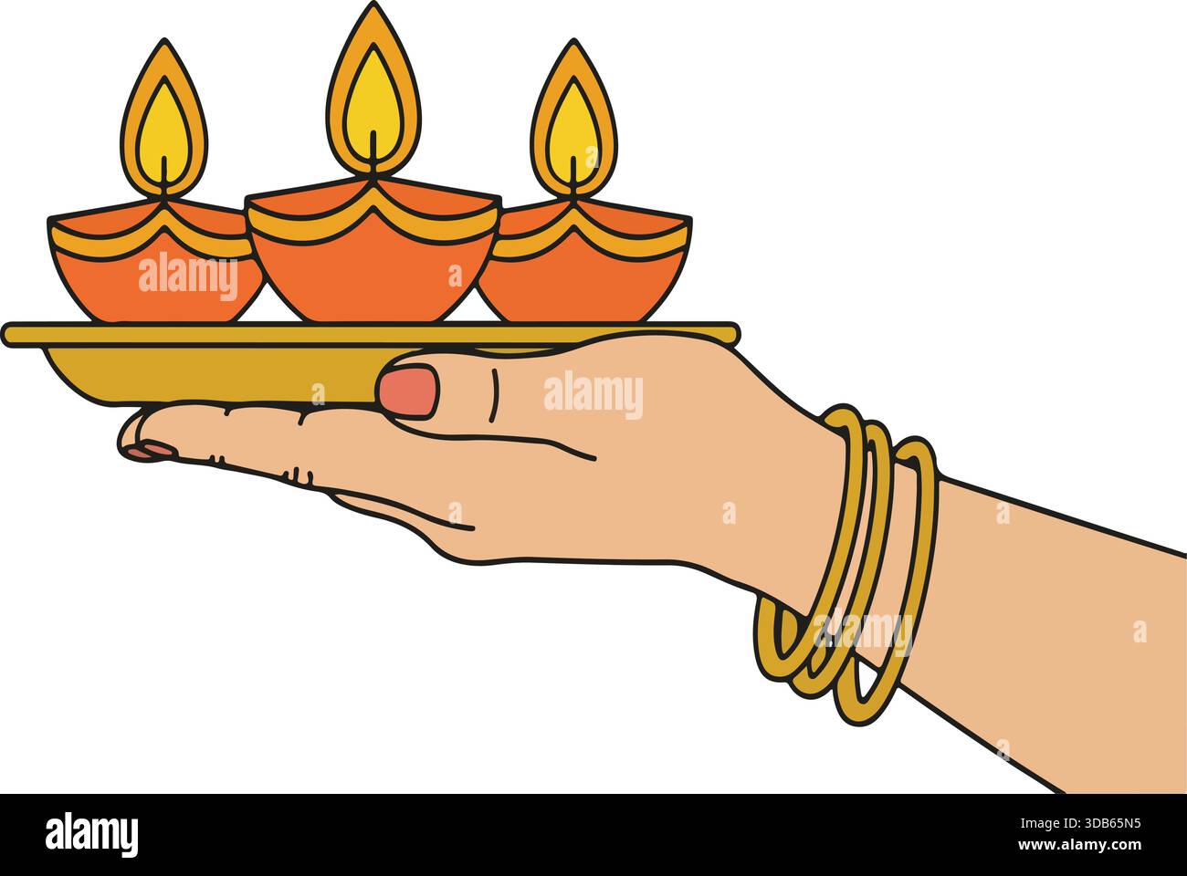 Happy diwali lamps diya Stock Vector Images - Alamy