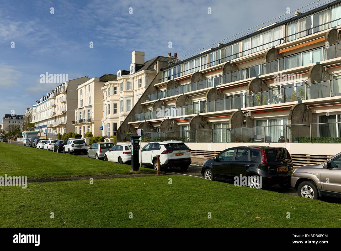 The Leas promenade with White Cliffs, a modernist 1970's four storey ...