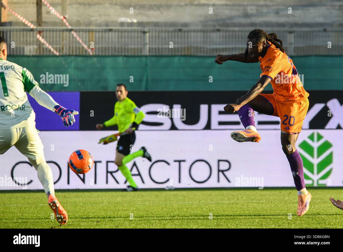 Bioty Moise Kean (Fiorentina) shoots towards the goal during ACF ...