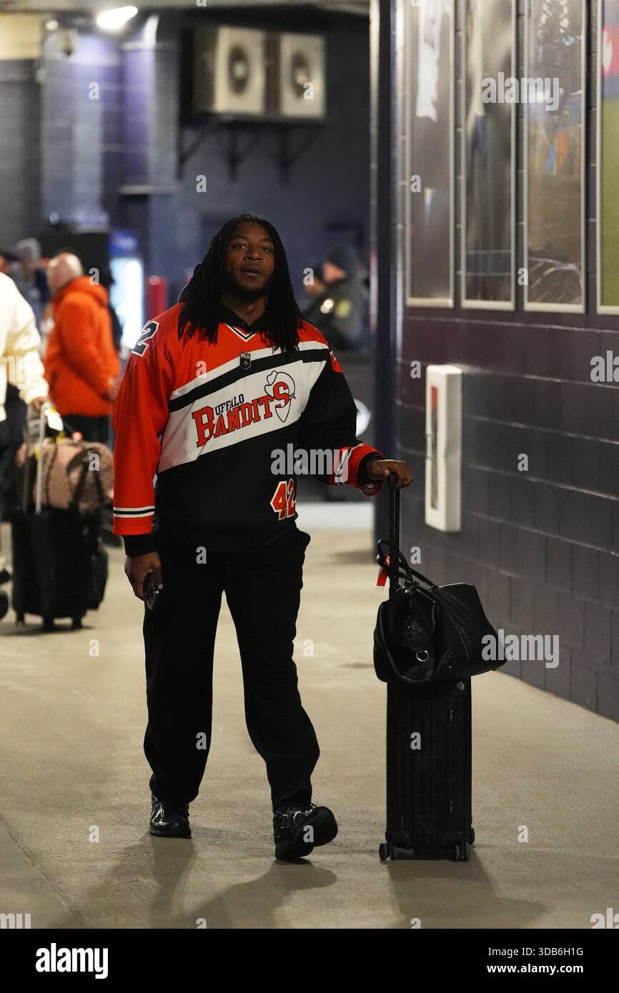 Buffalo Bills linebacker Dorian Williams arrives before an NFL football ...