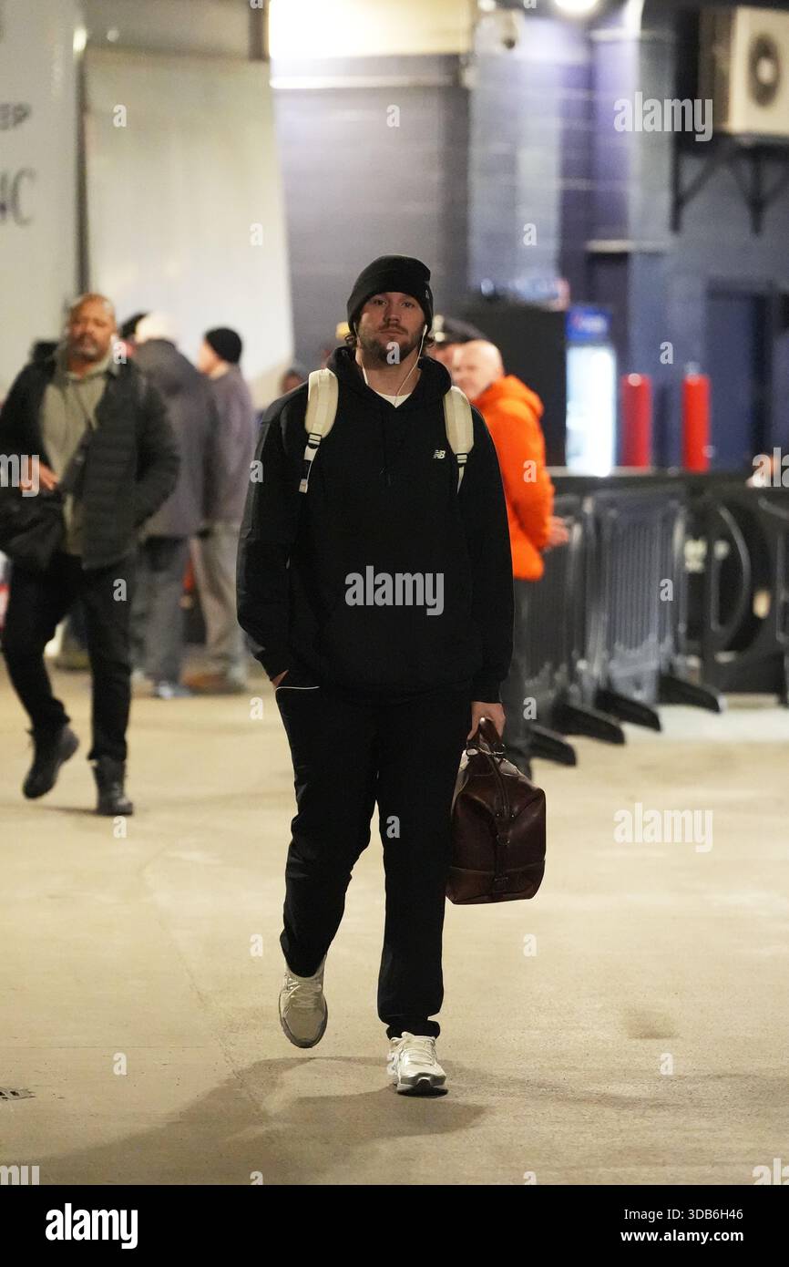 Buffalo Bills quarterback Josh Allen arrives before an NFL football ...