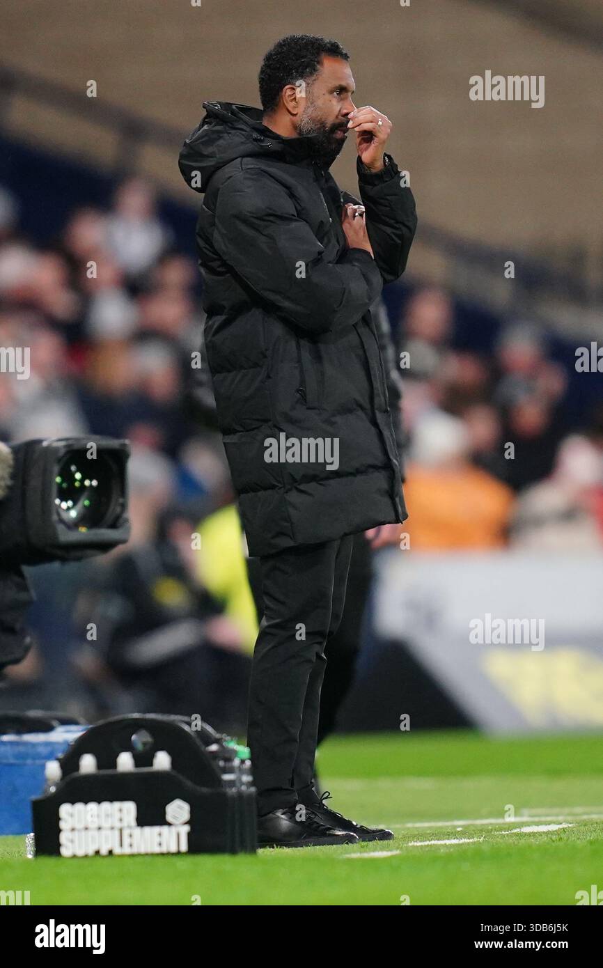 Celtic manager Wilfried Nancy on the touchline during the Premier ...