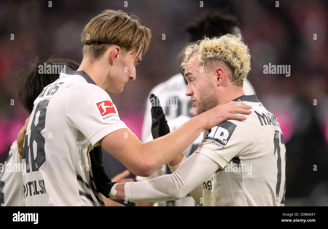 1:1 Goal, celebration, from left: goal scorer Kacper Potulski (Mainz ...