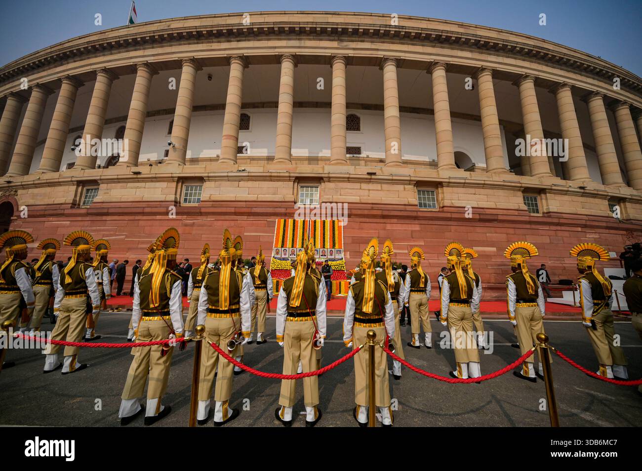 NEW DELHI, INDIA - DECEMBER 13: CISF personnel pay tribute to the ...