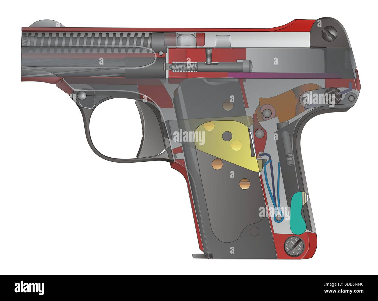 Clément 1909 semi-automatic pistol, early 20th-century Belgian handgun ...