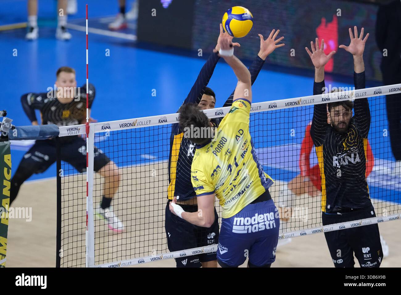 Block of Micah Christenson of Rana Verona during the volley match ...