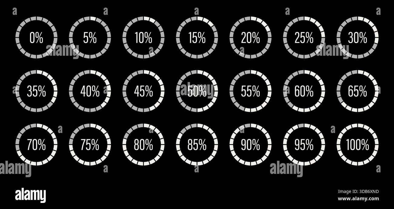 Template of white color of the year and gray color fill pie charts ...