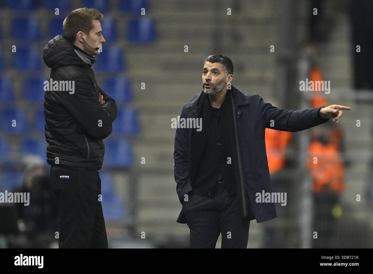 Westerlo's head coach Issame Charai pictured during a soccer match ...