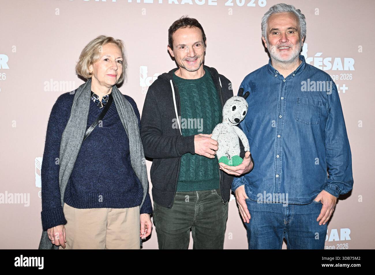 Pierre-Luc Granjon (c) poses next to Yves Bouveret for a photocall ...