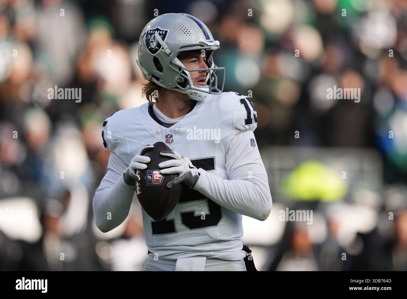 Las Vegas Raiders quarterback Kenny Pickett (15) looks to pass during ...