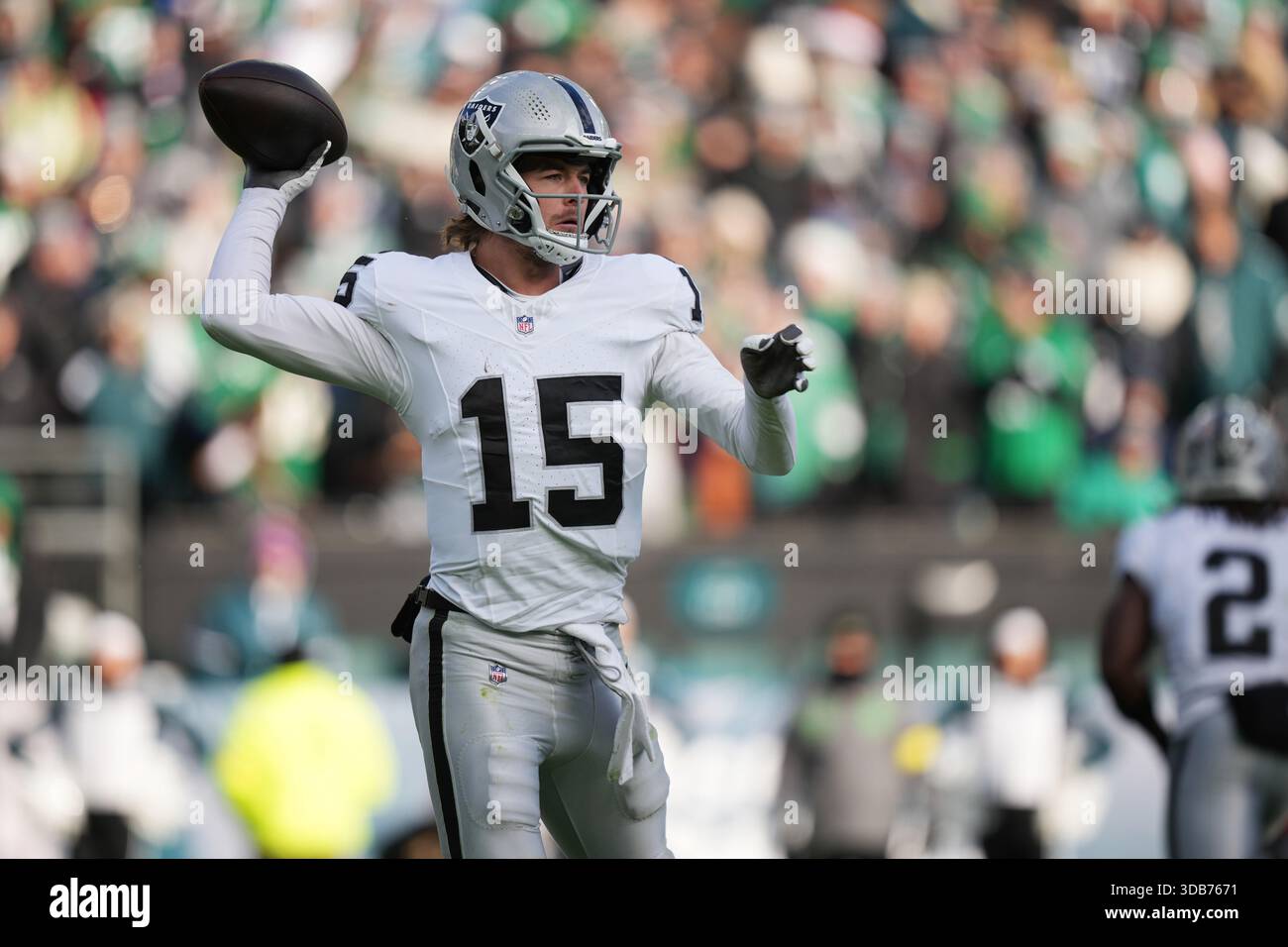 Las Vegas Raiders quarterback Kenny Pickett (15) looks to pass during ...