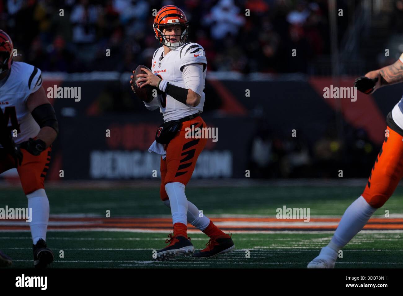 Cincinnati Bengals quarterback Joe Burrow (9) drops back to throw ...