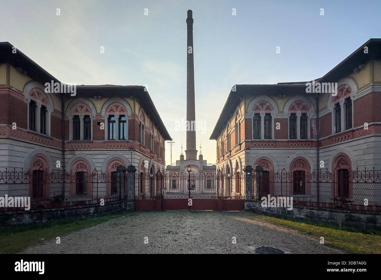 Entrance of the cotton mill at Crespi Adda, an outstanding example of ...