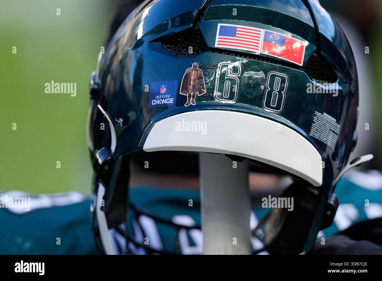 Walter Payton NFL Man of the Year sticker is on the helmet of ...