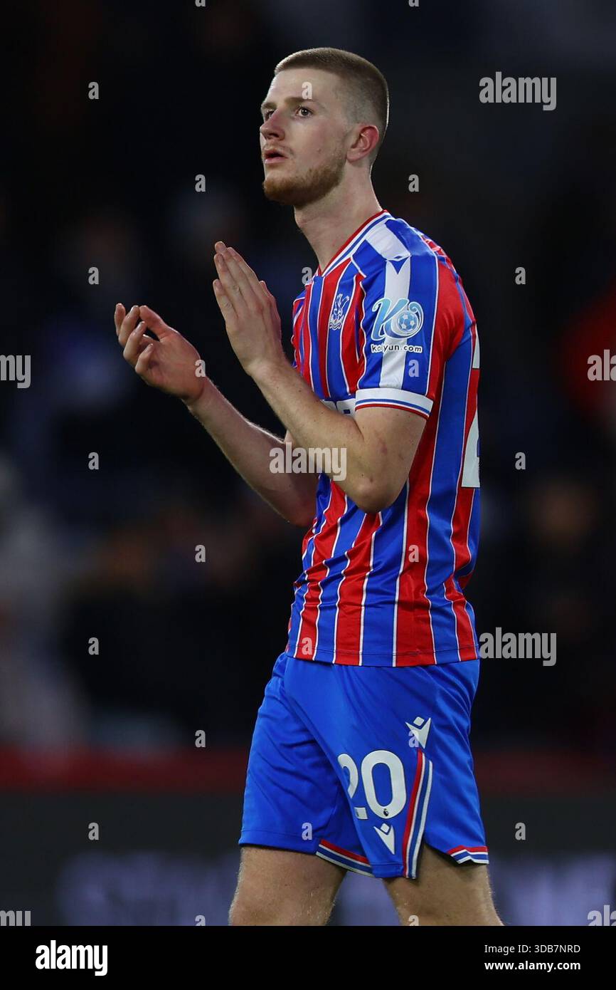 Crystal Palace midfielder Adam Wharton (20) applauds the fans at full ...