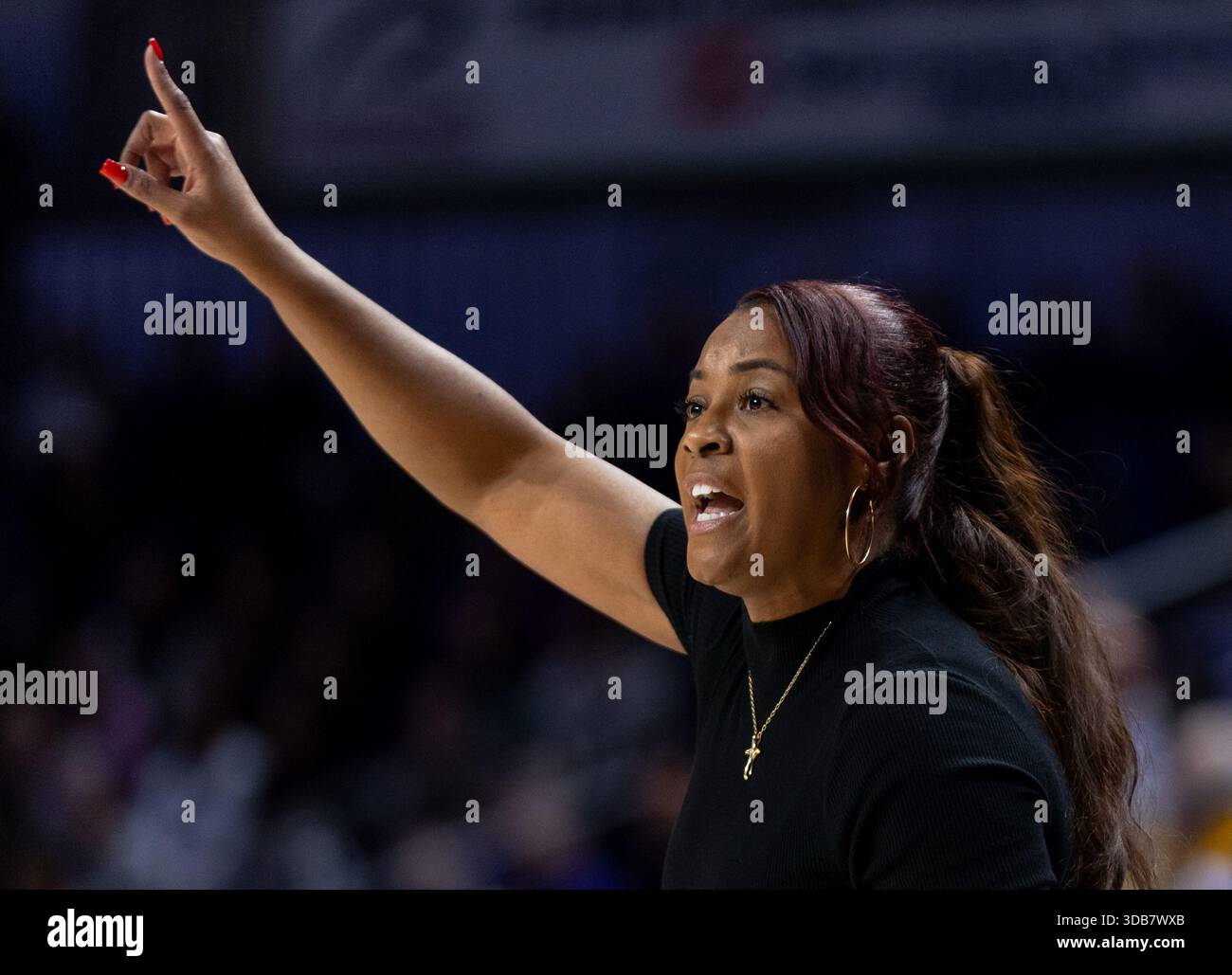 Notre Dame head coach Niele Ivey directs her team during the first half ...
