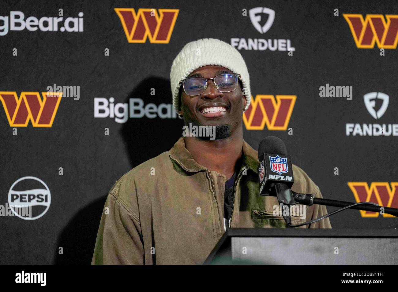 Washington Commanders cornerback Mike Sainristil answers questions ...
