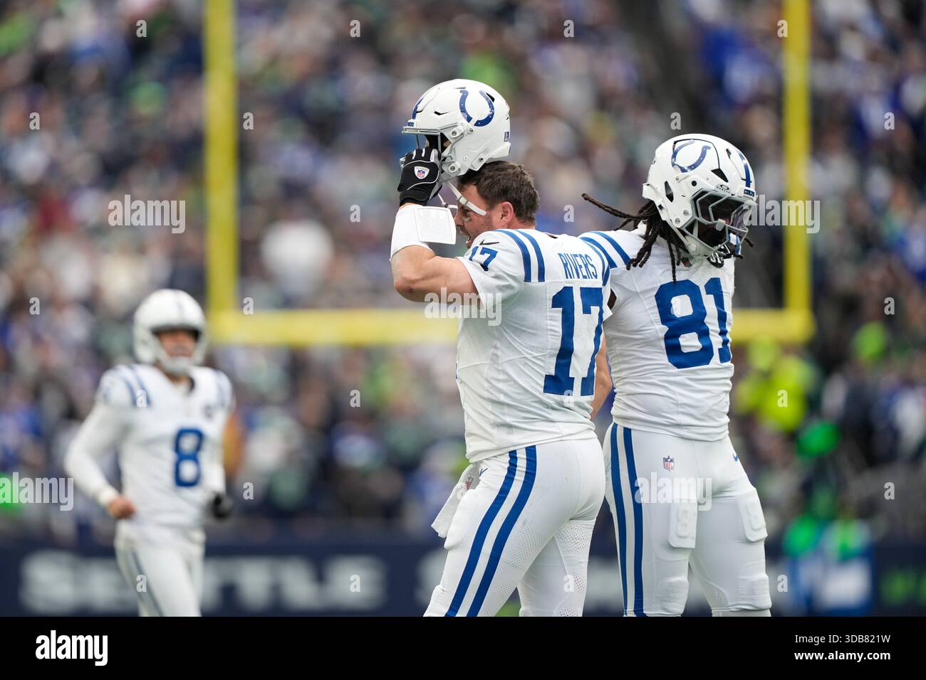 Indianapolis Colts quarterback Philip Rivers (17) reacts after a ...