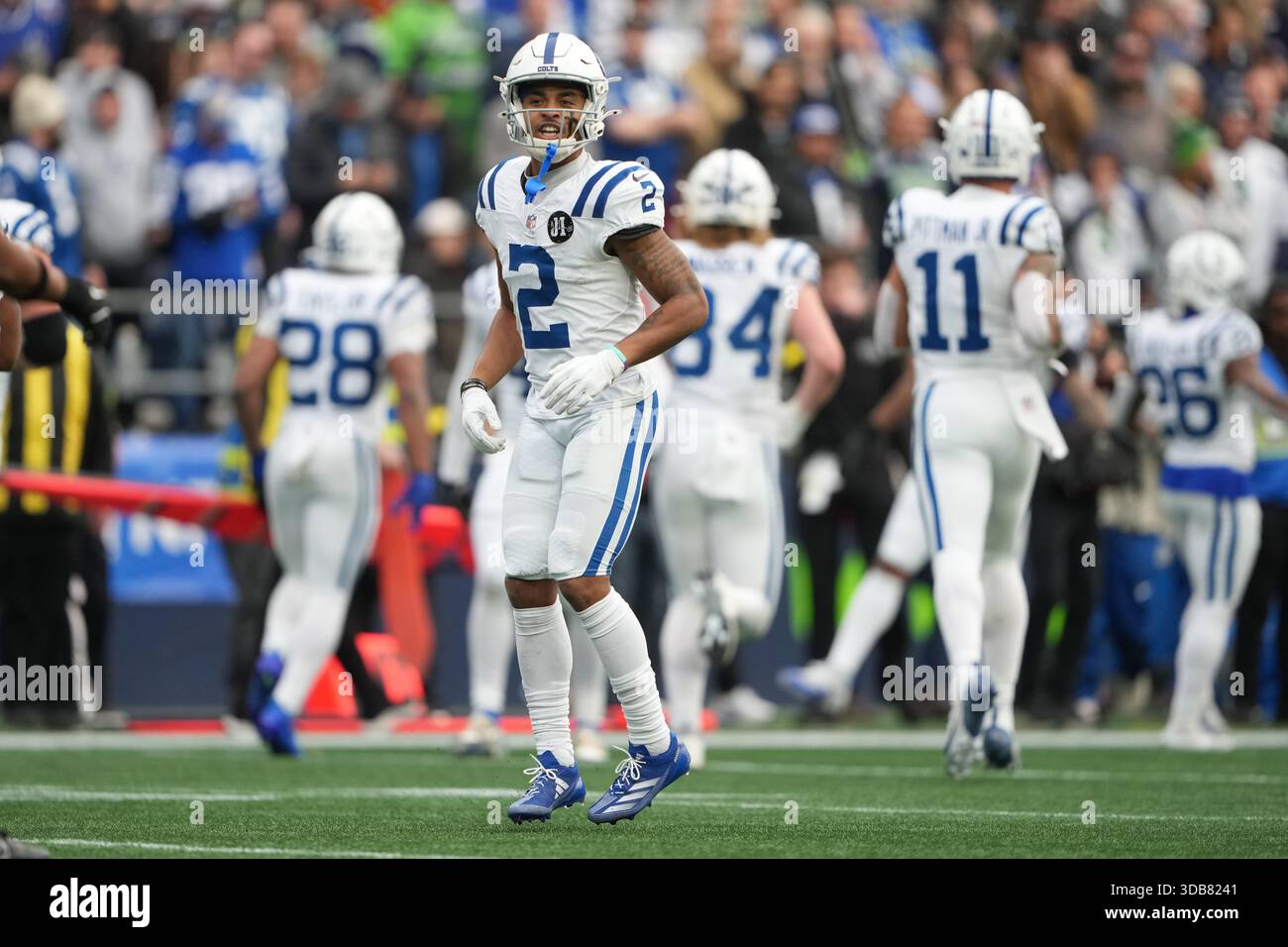 during the first half of an NFL football game Sunday, Dec. 14, 2025, in ...