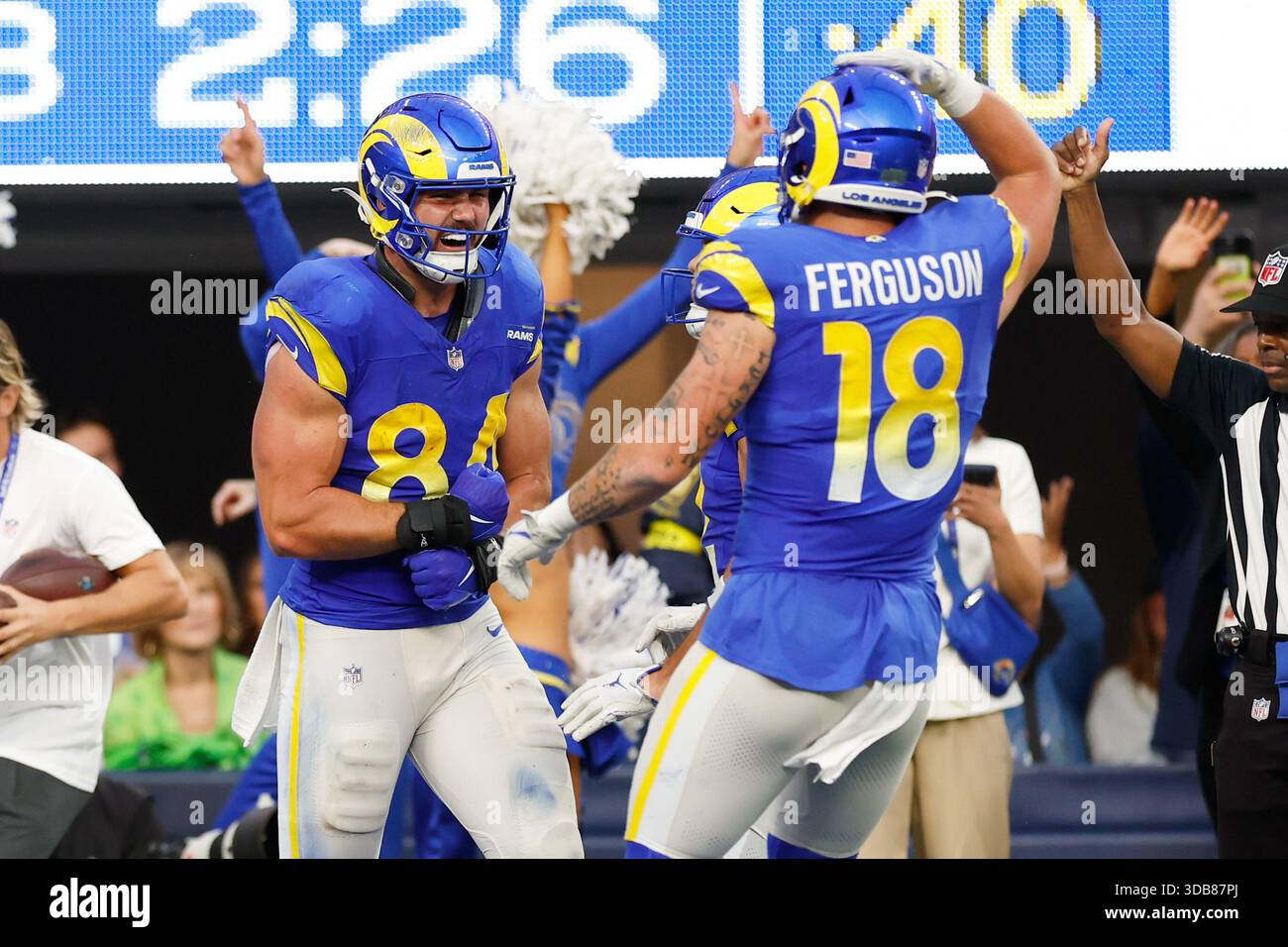 Los Angeles Rams tight end Colby Parkinson (84) celebrates his ...