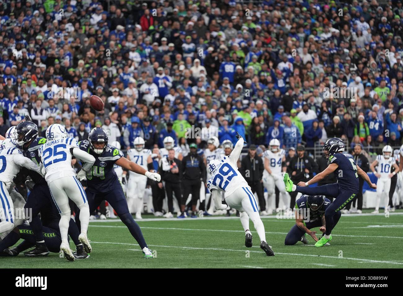 Seattle Seahawks place-kicker Jason Myers (5) kicks a field goal during ...