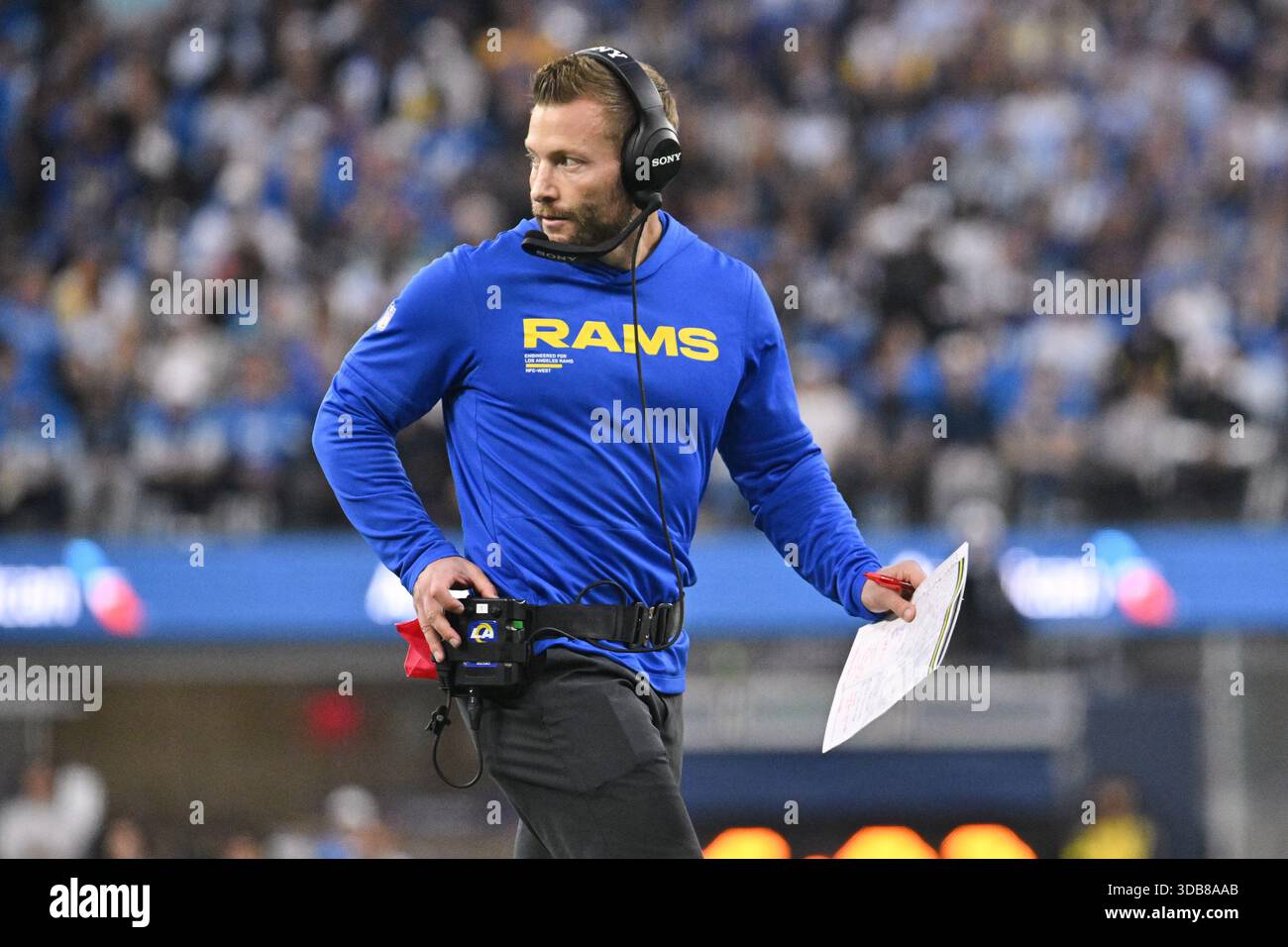 Los Angeles Rams head coach Sean McVay walks on the field during the ...