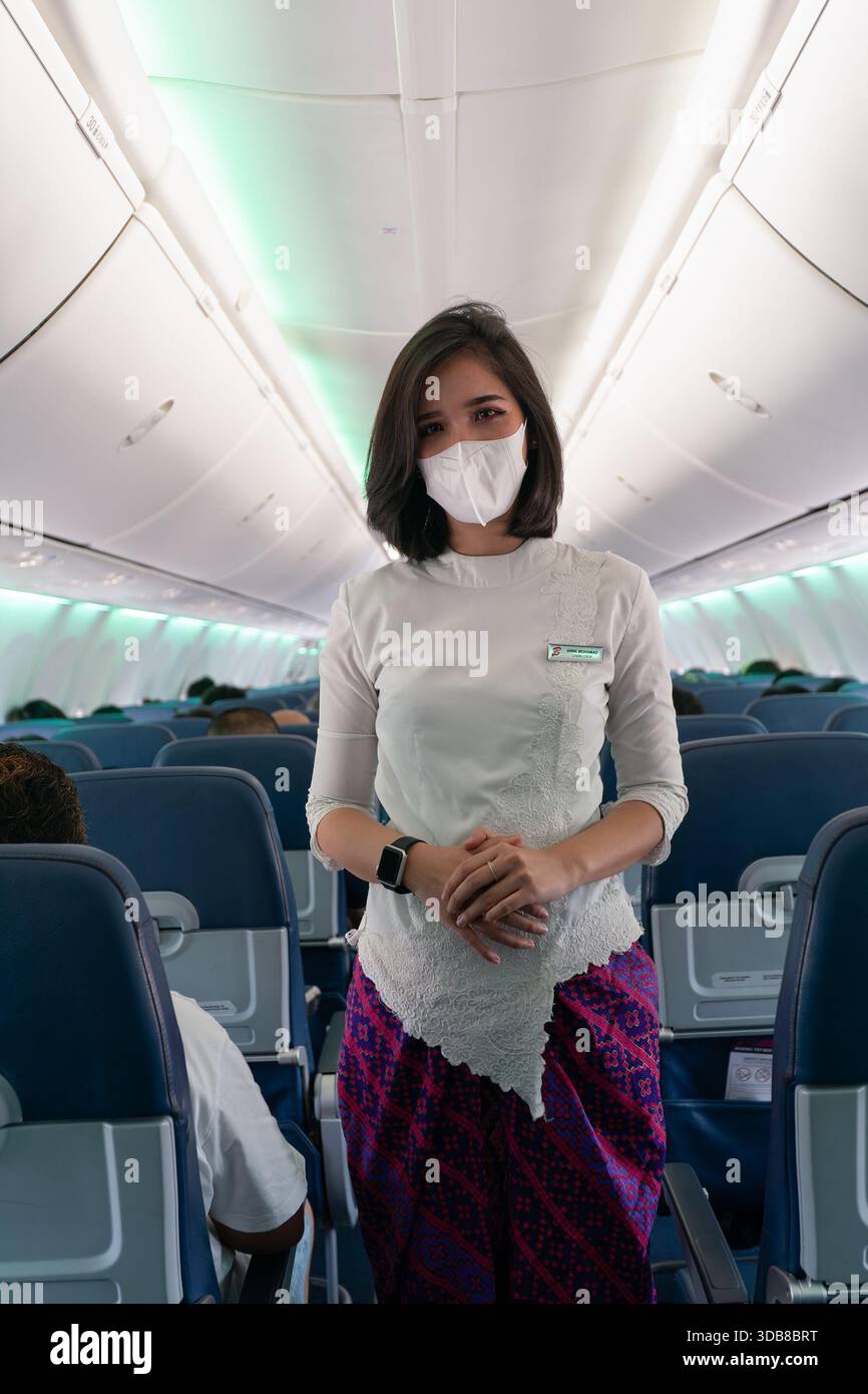 Sepang, Malaysia - May 19, 2023: A Batik Air flight attendant wearing a ...
