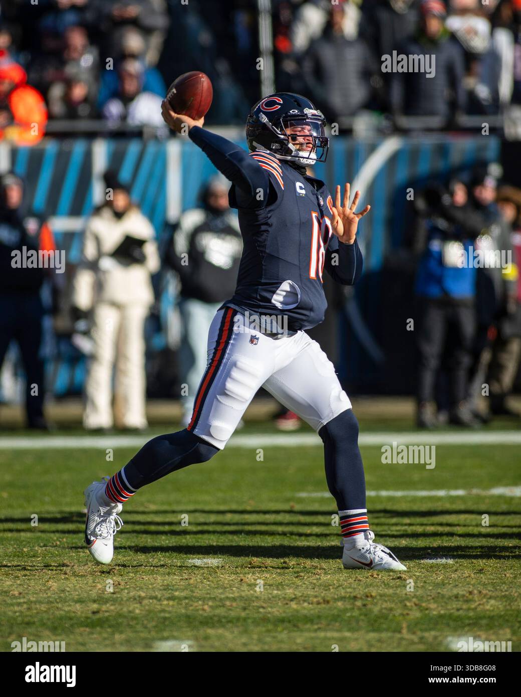 December 14, 2025: Chicago Bears quarterback Caleb Williams (18) throws ...