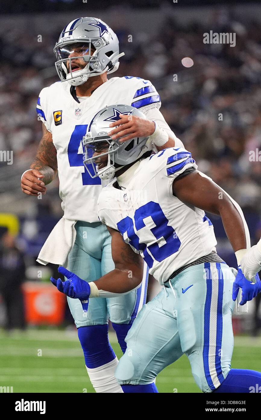 Dallas Cowboys running back Javonte Williams, below, celebrates with ...