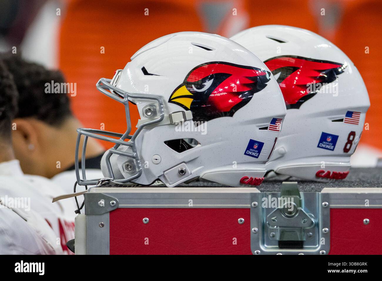 December 14, 2025: Arizona Cardinals helmets sit on the sideline during ...