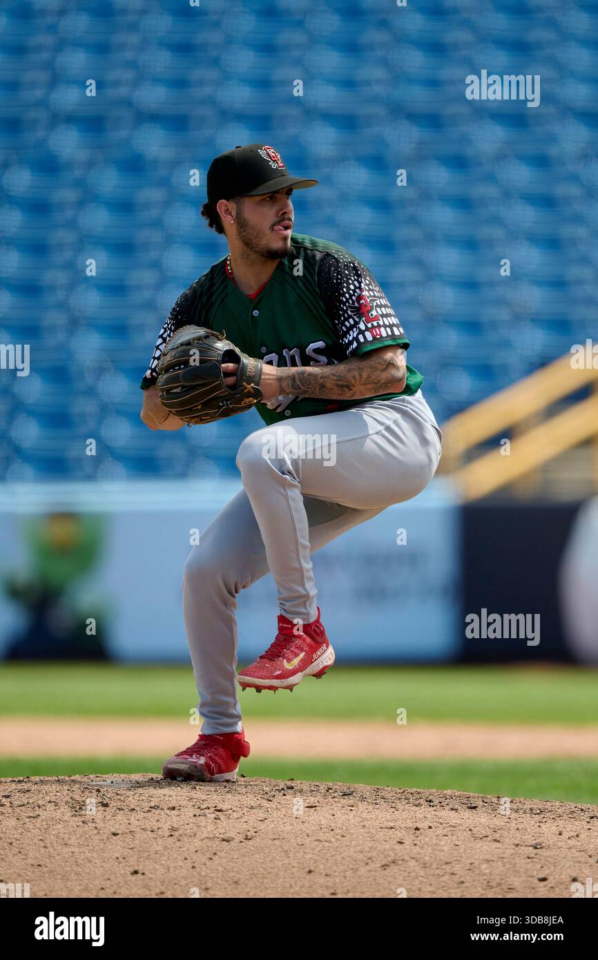 Great Lakes Loons pitcher Joseilyn Gonzalez (1) during an MiLB Midwest ...