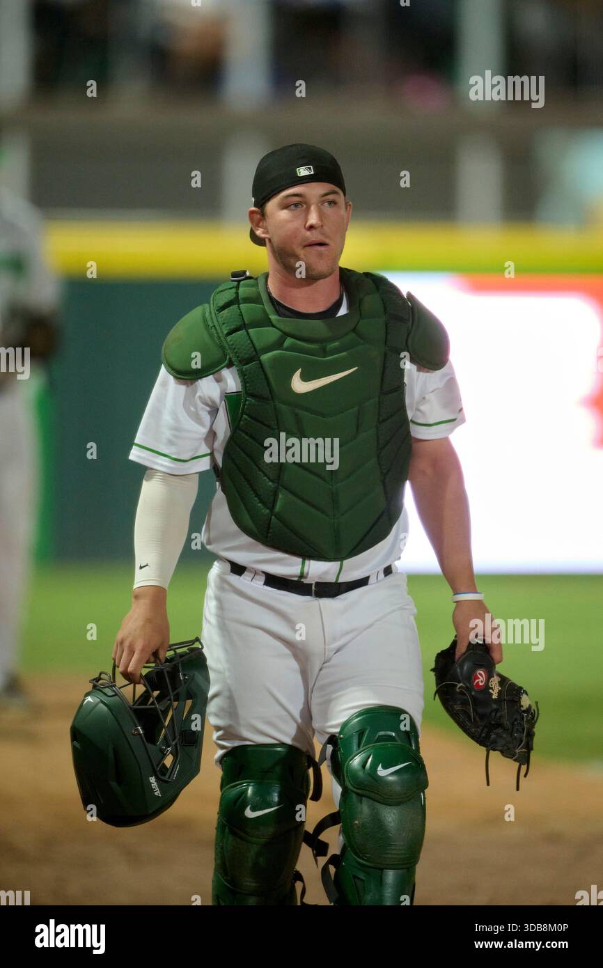 Dayton Dragons catcher John Michael Faile (12) during an MiLB Midwest League baseball game ...