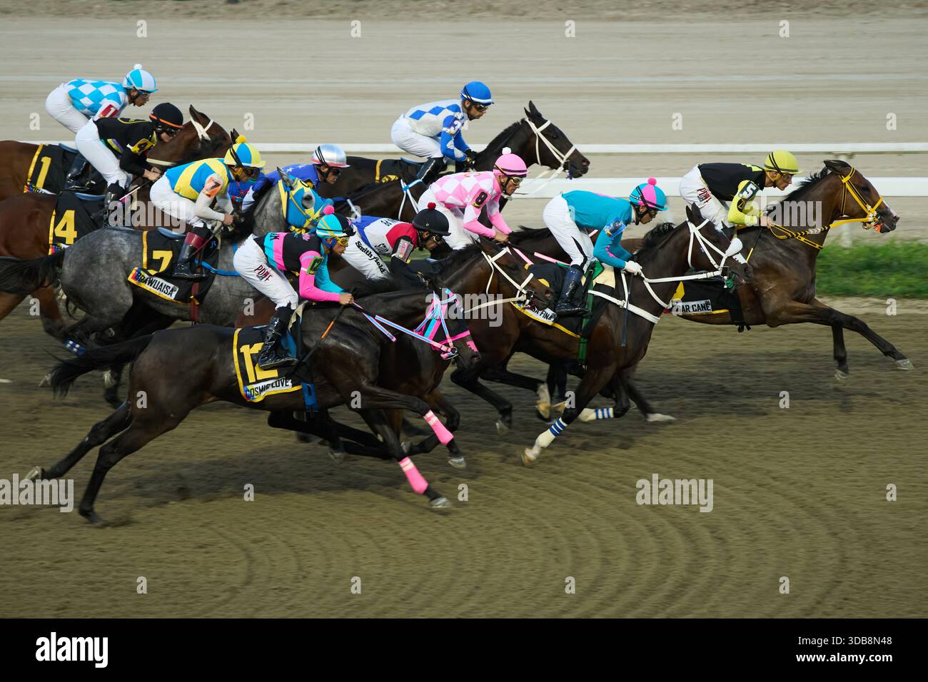 Jockeys race during the 56th Jockey Challenge at the Rinconada ...