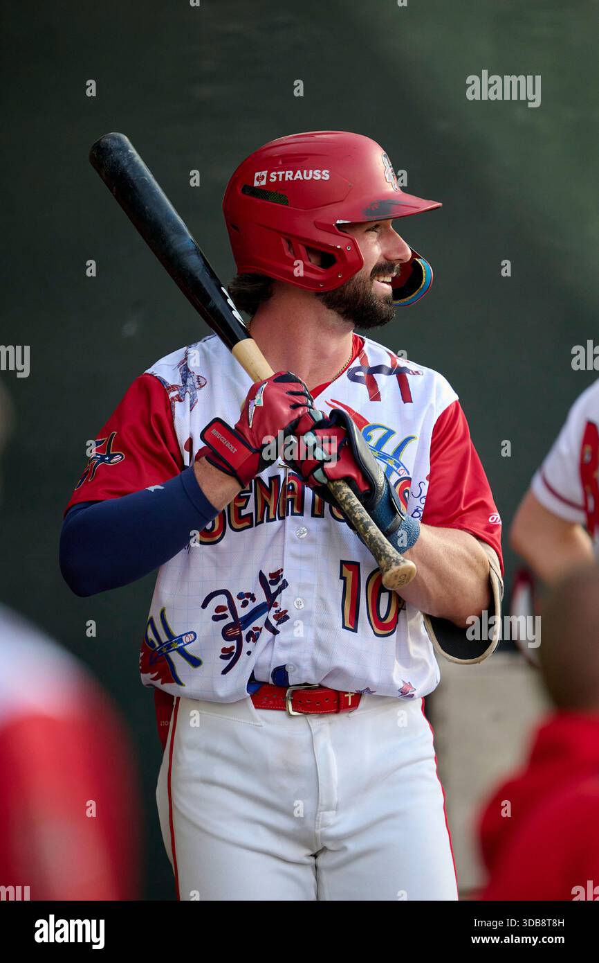 Harrisburg Senators Cayden Wallace (10) in the dugout during an MiLB ...
