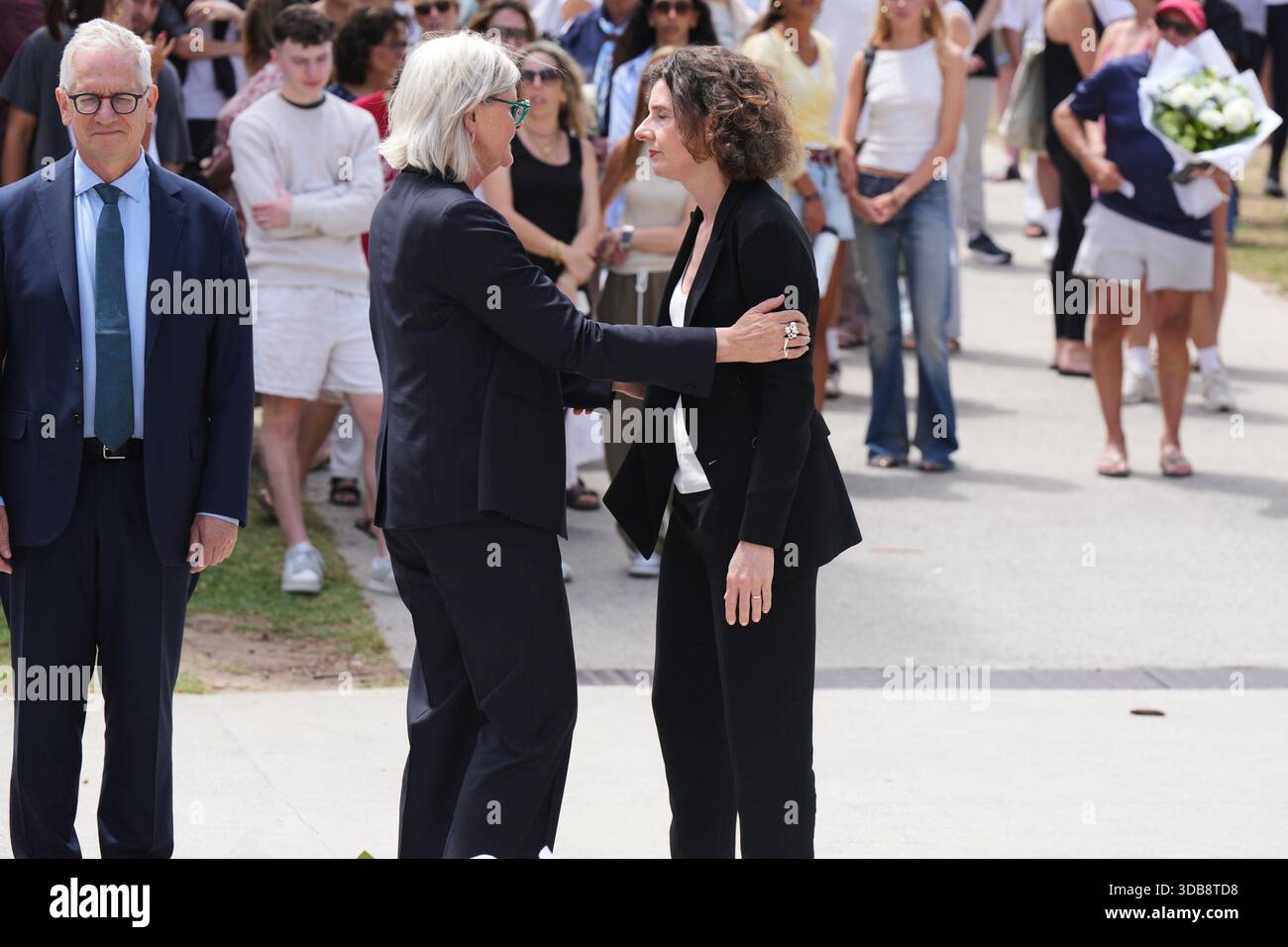 Governor General Sam Mostyn greets MP, Allegra Spender, at a gathering ...