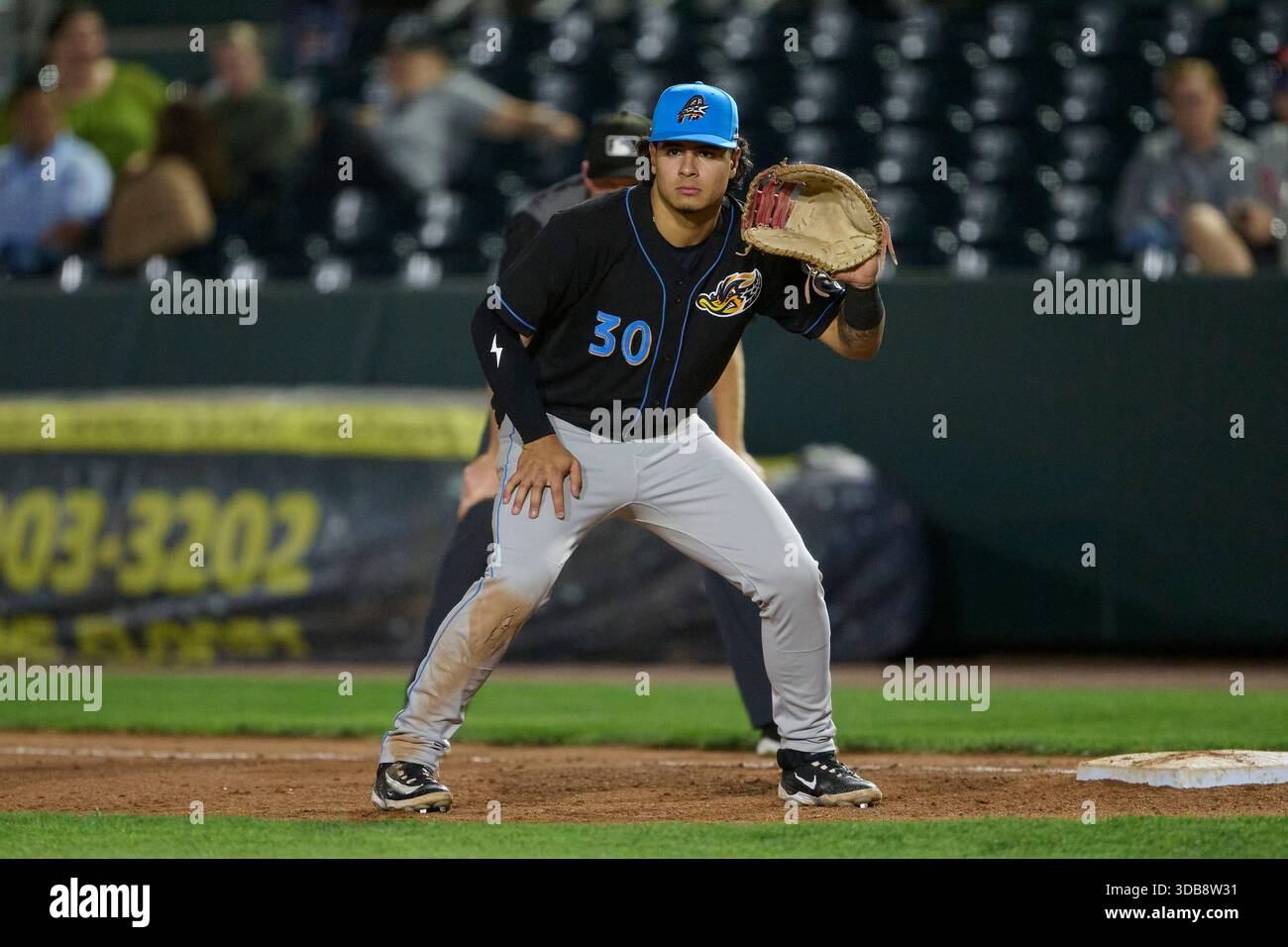 Akron RubberDucks first baseman Ralphy Velazquez (30) during an MiLB ...
