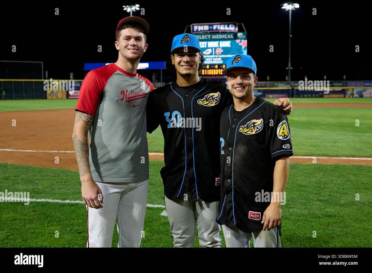 Harrisburg Senators Alex Clemmey (9) with Akron RubberDucks Ralphy ...