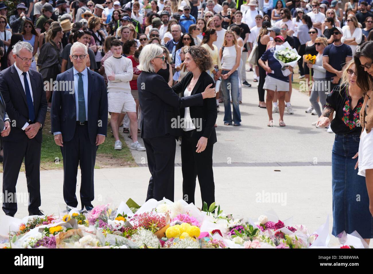 Governor General Sam Mostyn, left, greets member of parliament Allegra ...