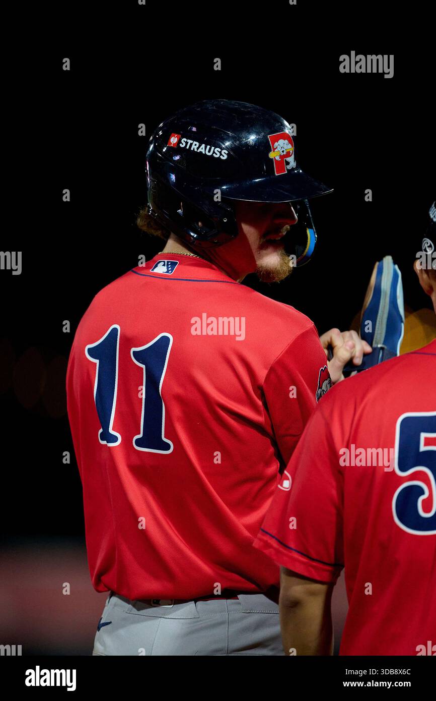 Portland Sea Dogs Juan Chacon (11) pinch runs during an MiLB Eastern ...