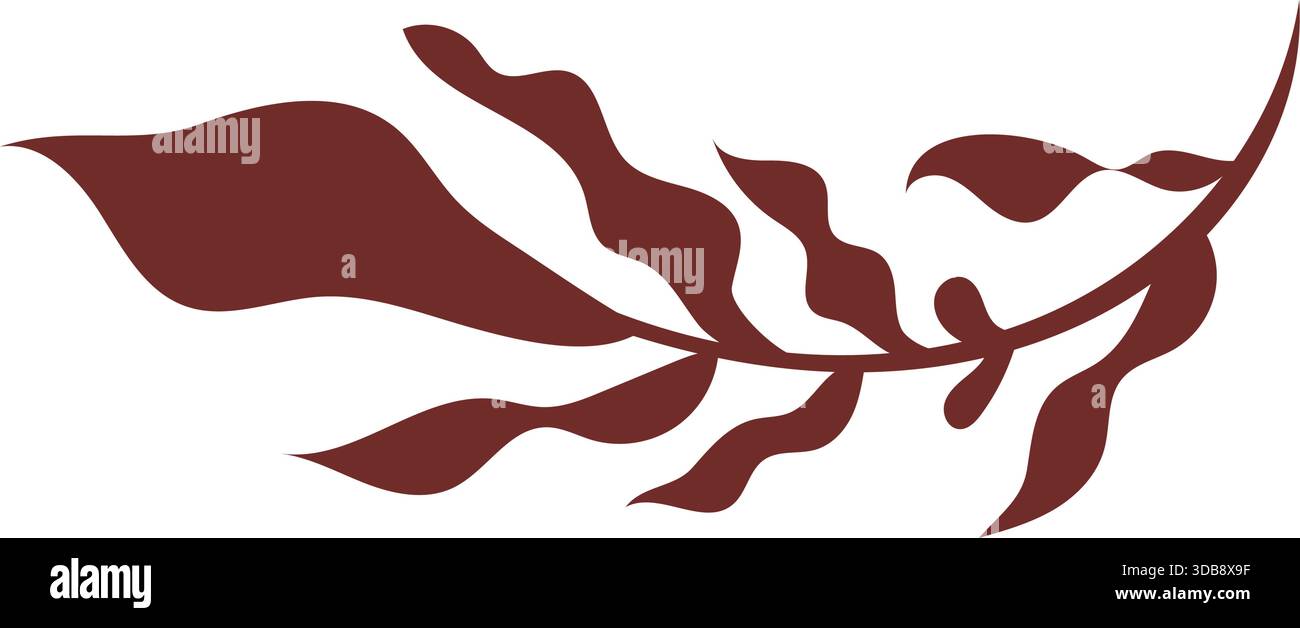 Minimal Burgundy Folk Leaf Curve Stock Vector Image & Art - Alamy
