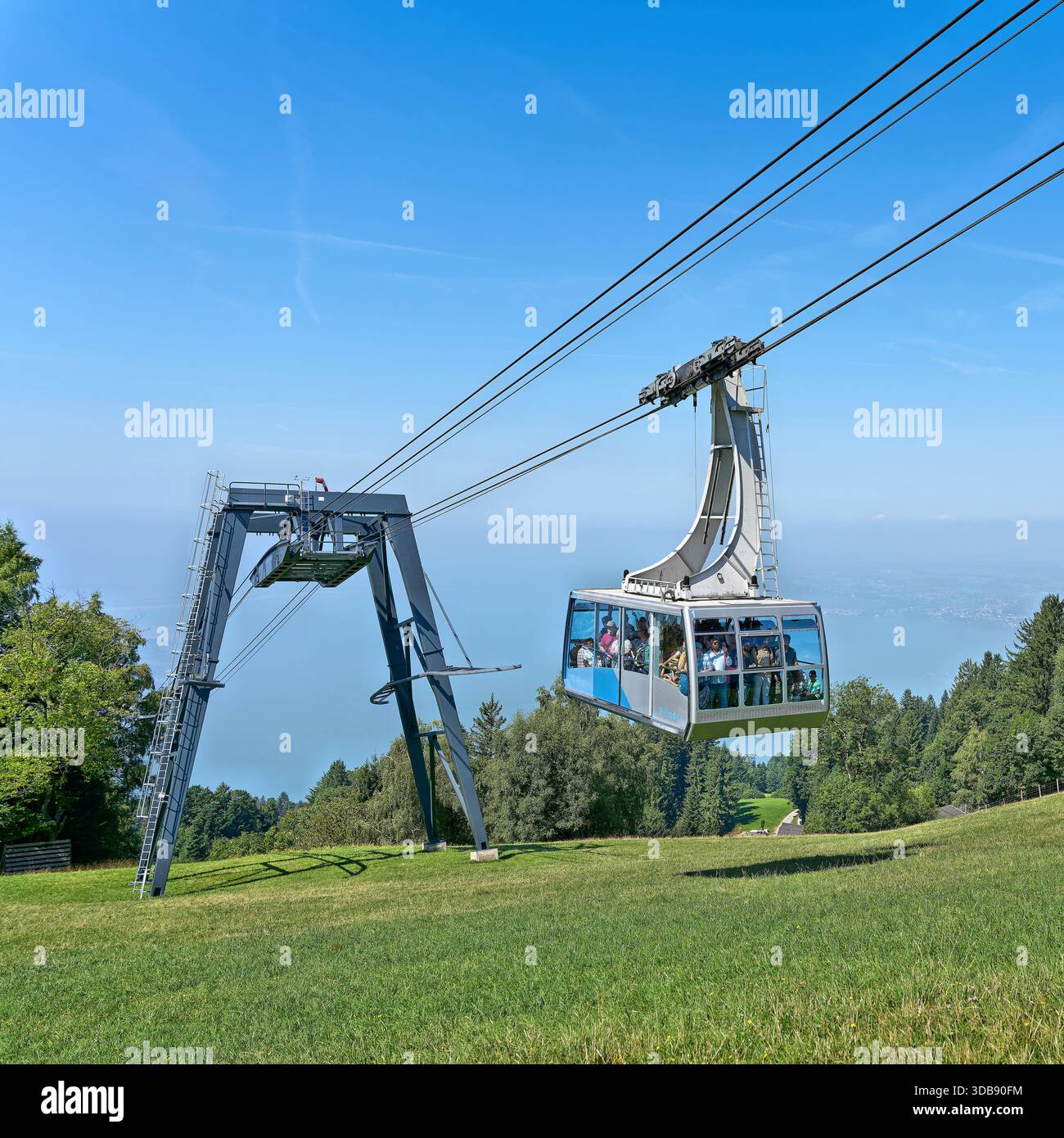 Gondola of the Pfanderbahn, Pfänderbahn cable railway on Mount Pfander ...