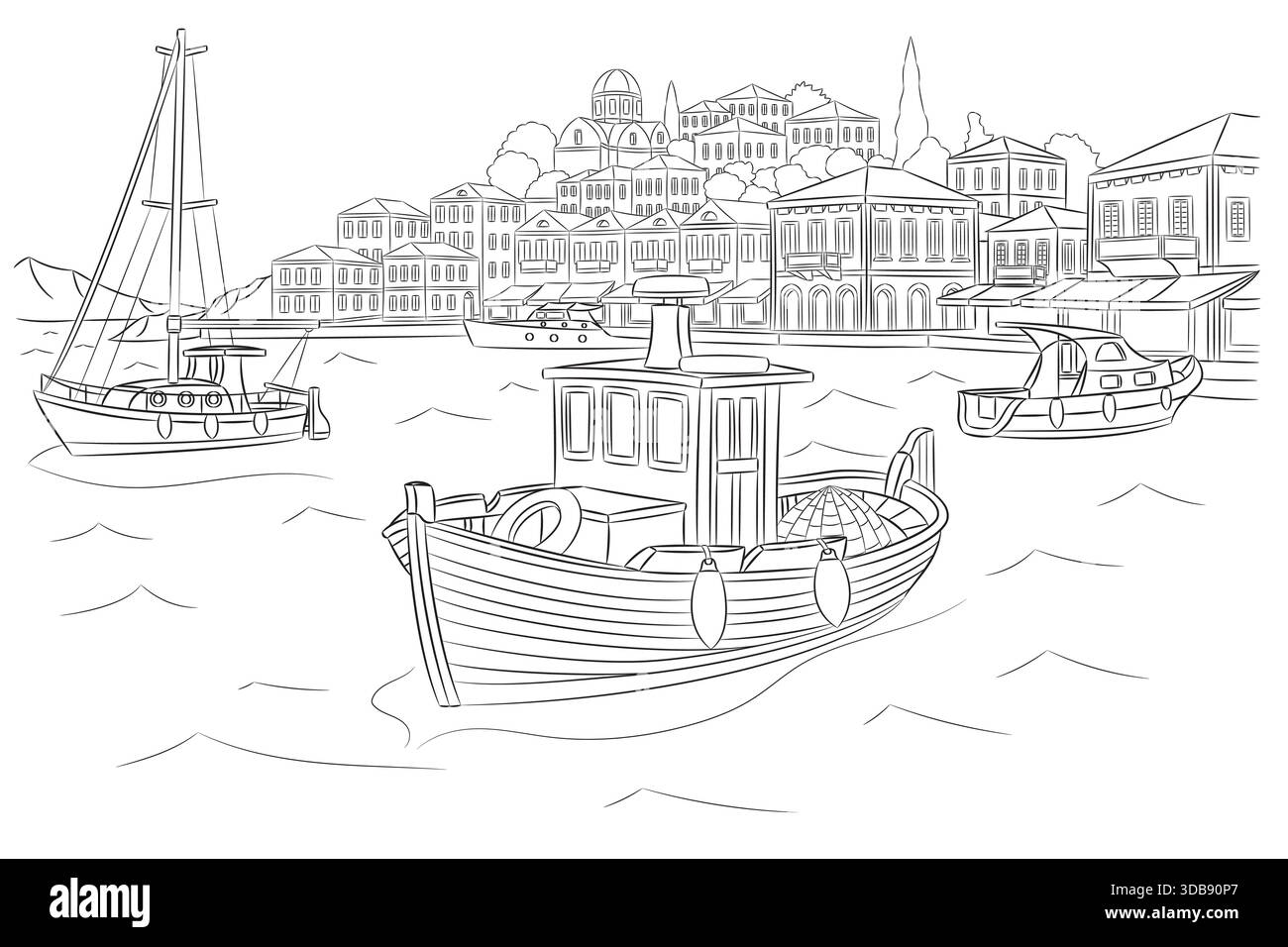 Harbor marina on island Stock Vector Images - Alamy
