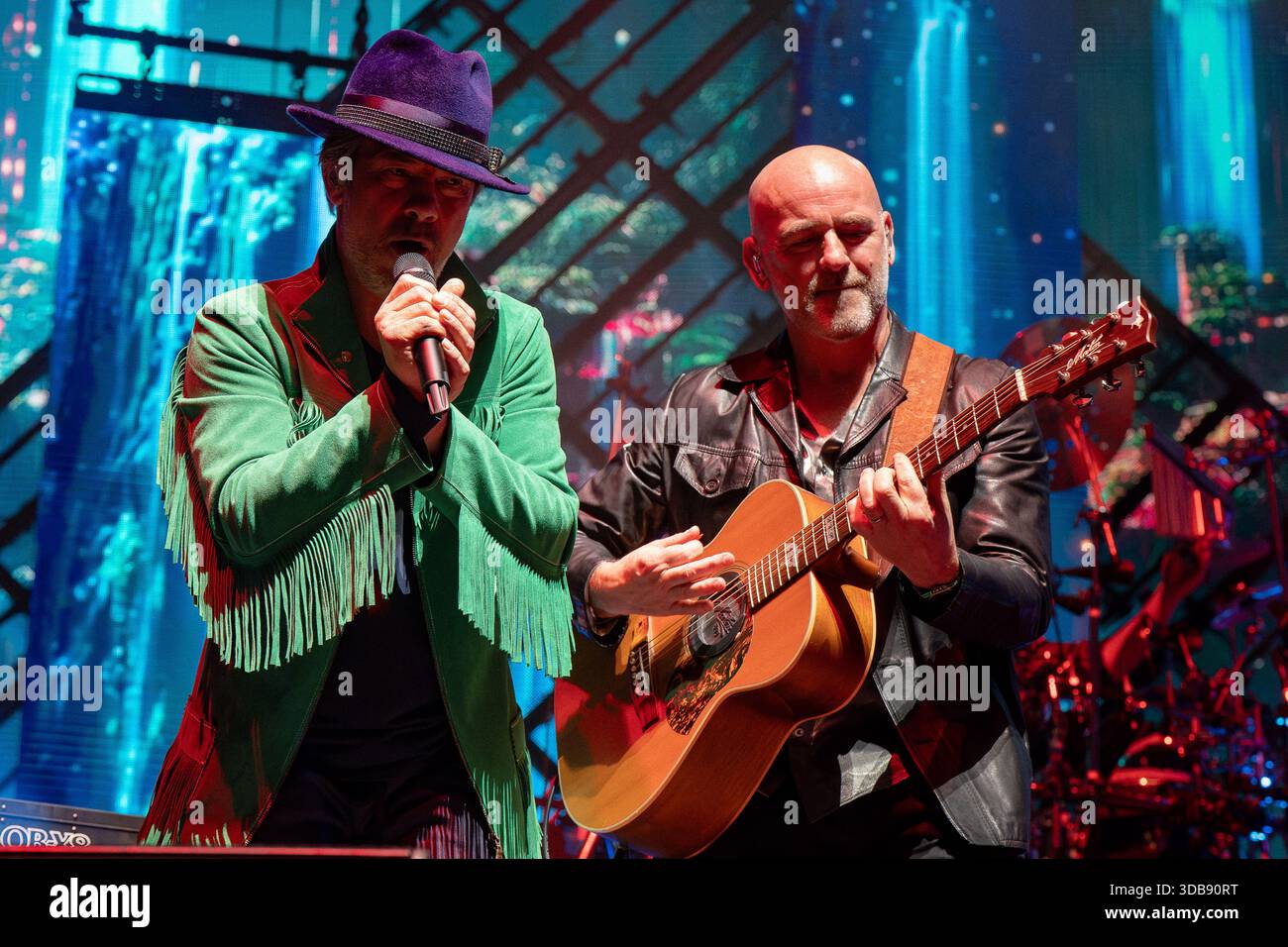 Jay Kay and Rob Harris of Jamiroquai seen performing live on stage at ...