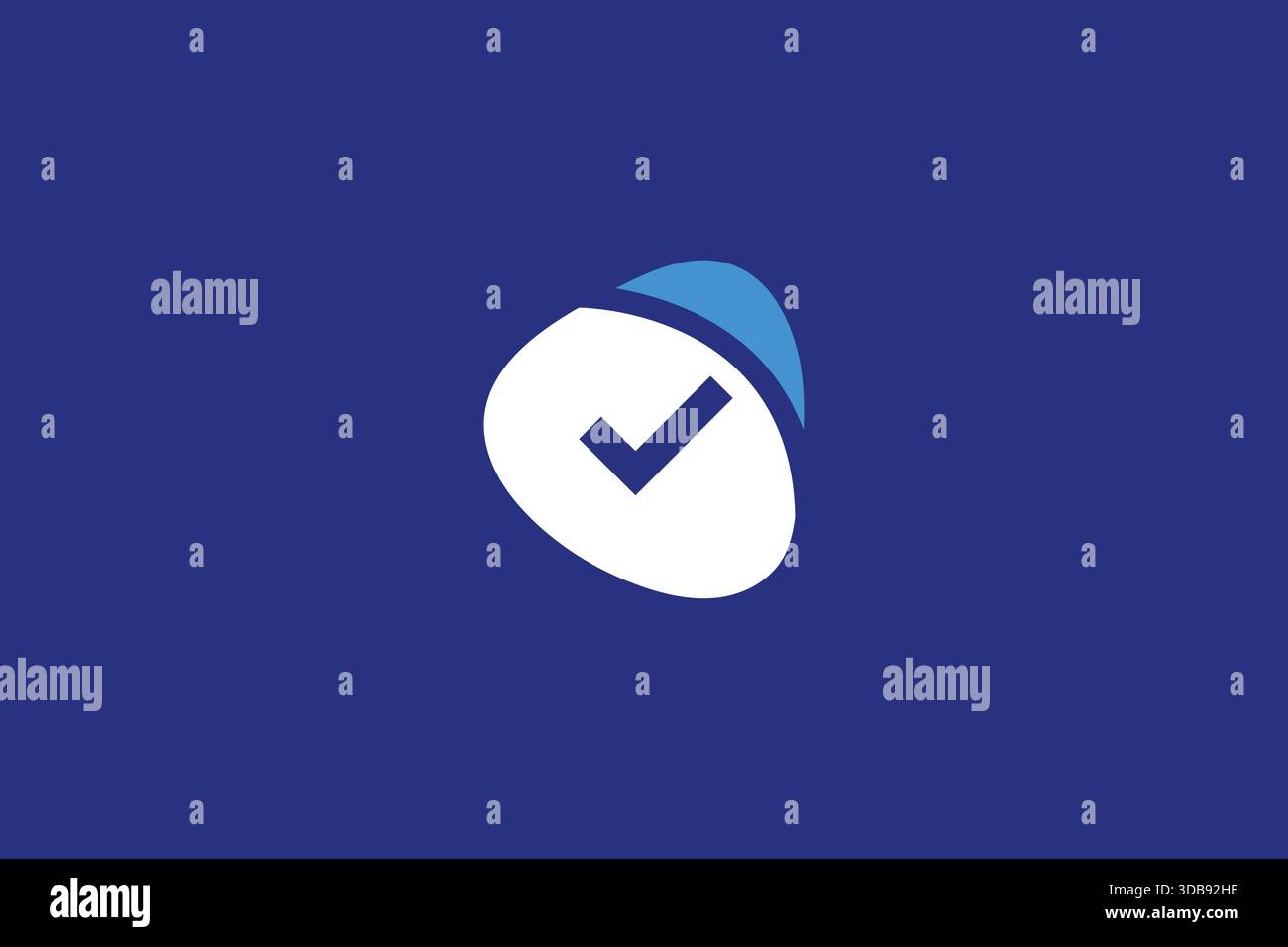 Minimal Trendy Check Mark Logo on Blue Background Stock Vector Image ...