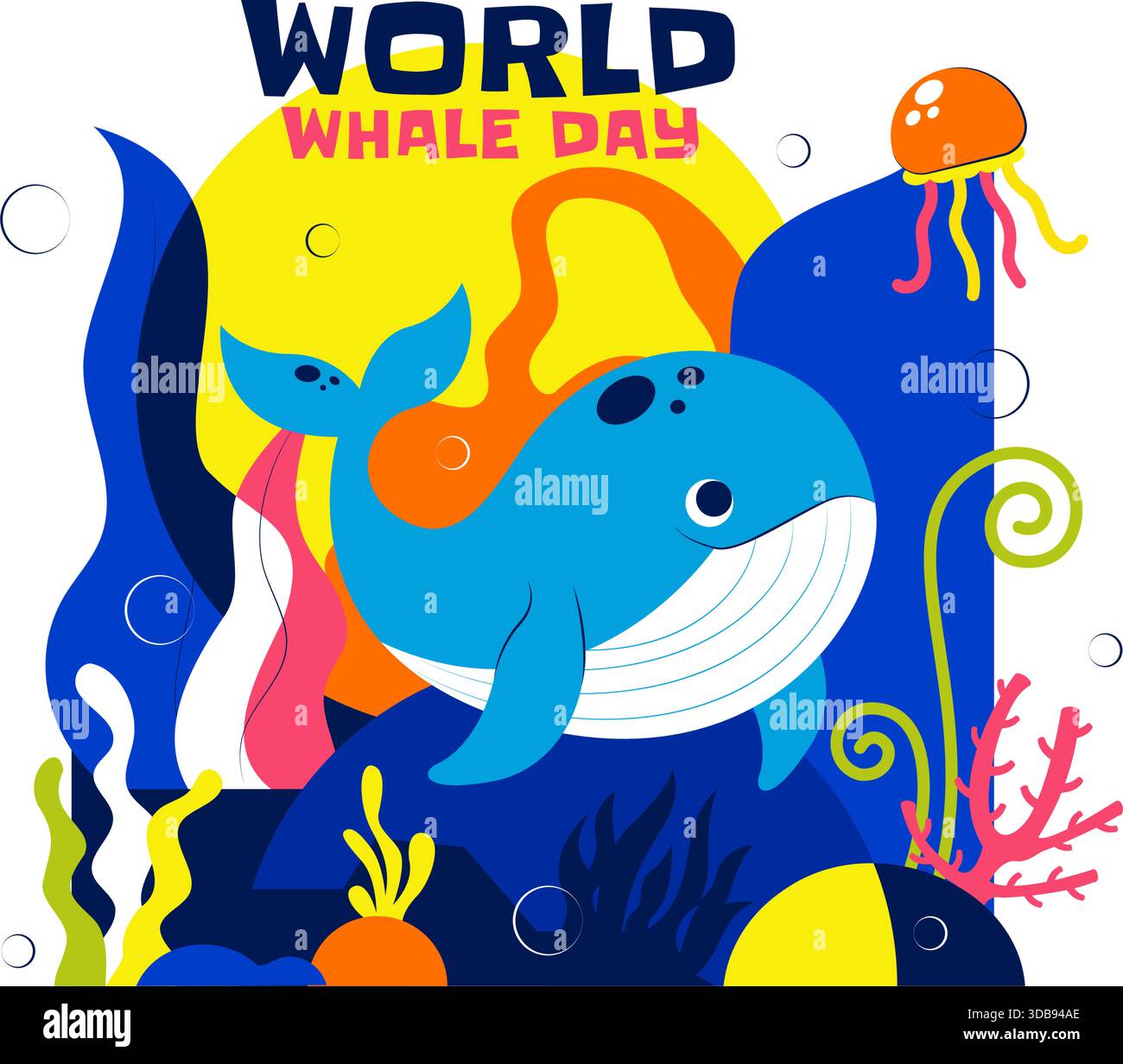 World Whale Day Vector Illustration Featuring Humpback Whale In Ocean ...